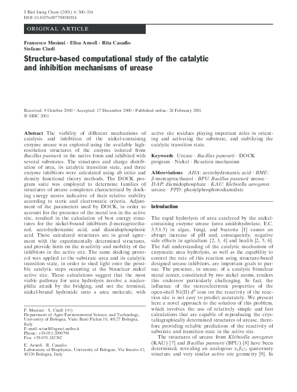 (PDF) Structure-based computational study of the catalytic and ...