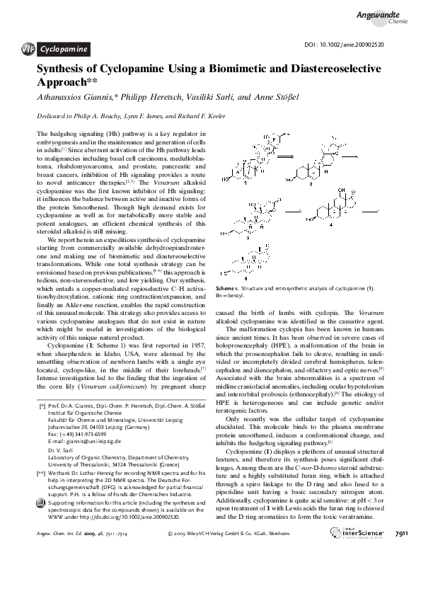 (PDF) Synthesis of cyclopamine using a biomimetic and ...
