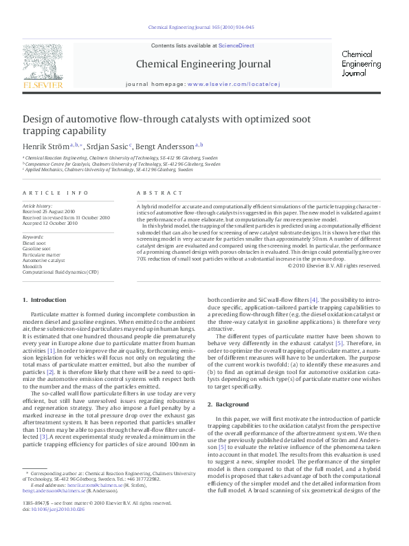 (PDF) Design of automotive flow-through catalysts with optimized soot ...