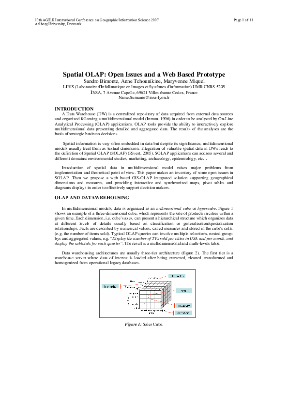 Pdf Spatial Olap Open Issues And A Web Based Prototype
