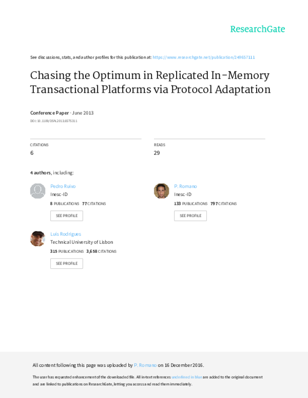 Pdf Chasing The Optimum In Replicated In Memory Transactional Platforms Via Protocol