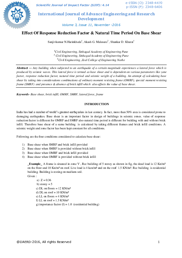 (PDF) Effect Of Response Reduction Factor & Natural Time Period On Base ...