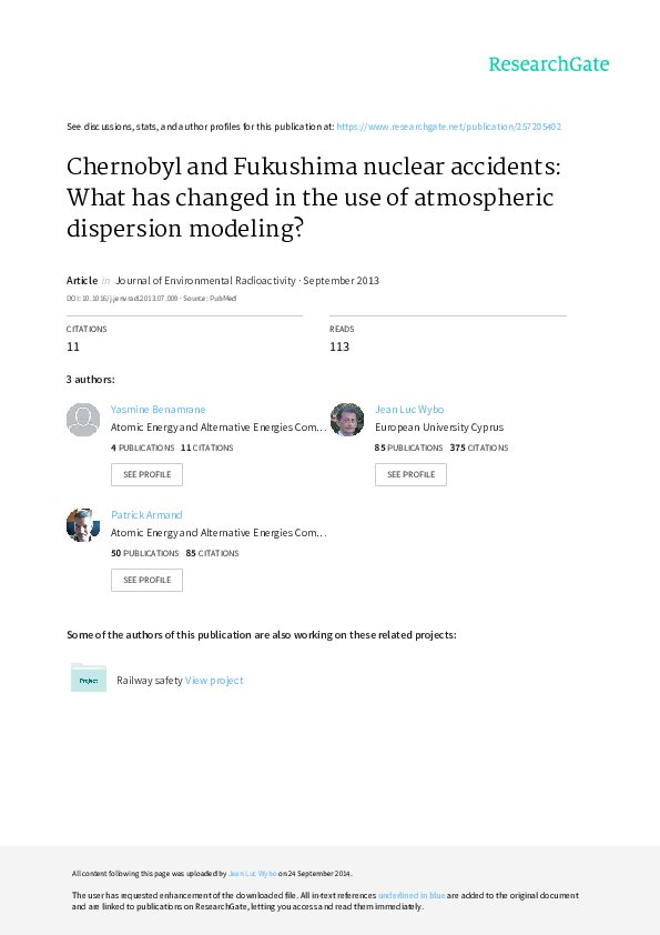 (PDF) Chernobyl and Fukushima nuclear accidents: What has changed in ...