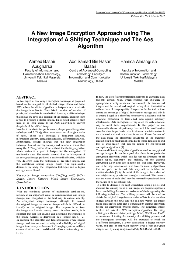 (PDF) A New Image Encryption Approach using the Integration of a Shifting Technique and the AES ...