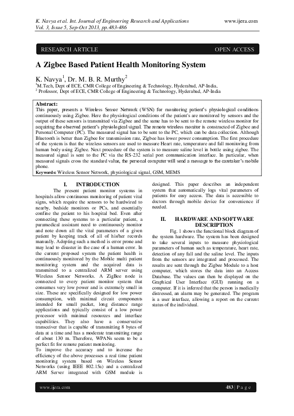 (PDF) A Zigbee Based Patient Health Monitoring System