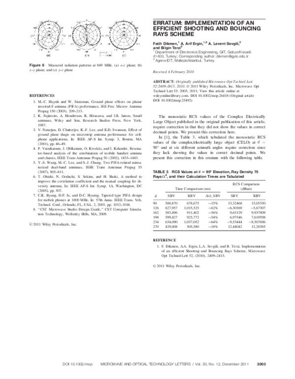 Pdf Implementation Of An Efficient Shooting And Bouncing Rays Scheme