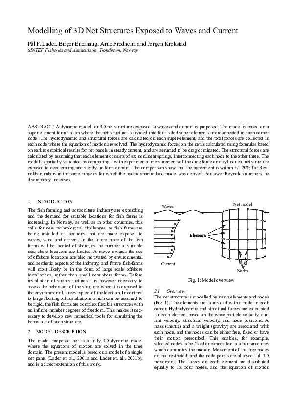 (PDF) Modelling of 3D net structures exposed to waves and current