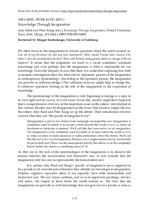 (PDF) Review of Amy Kind and Peter Kung (Eds.), Knowledge Through ...