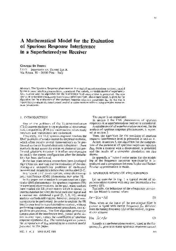 (PDF) A mathematical model for the evaluation of spurious response ...