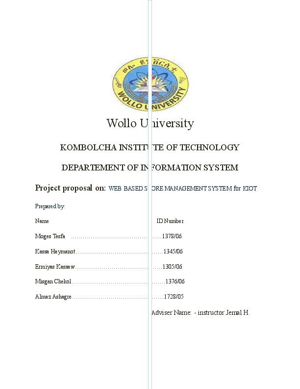 (DOC) Project proposal for store management edited