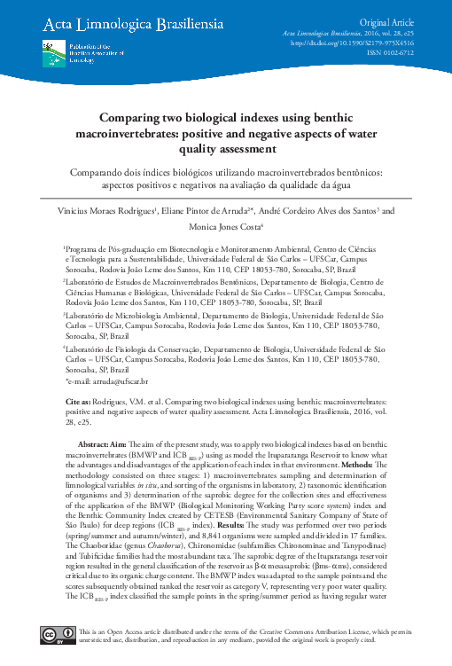 (PDF) Lentic water quality characterization using macroinvertebrates as ...