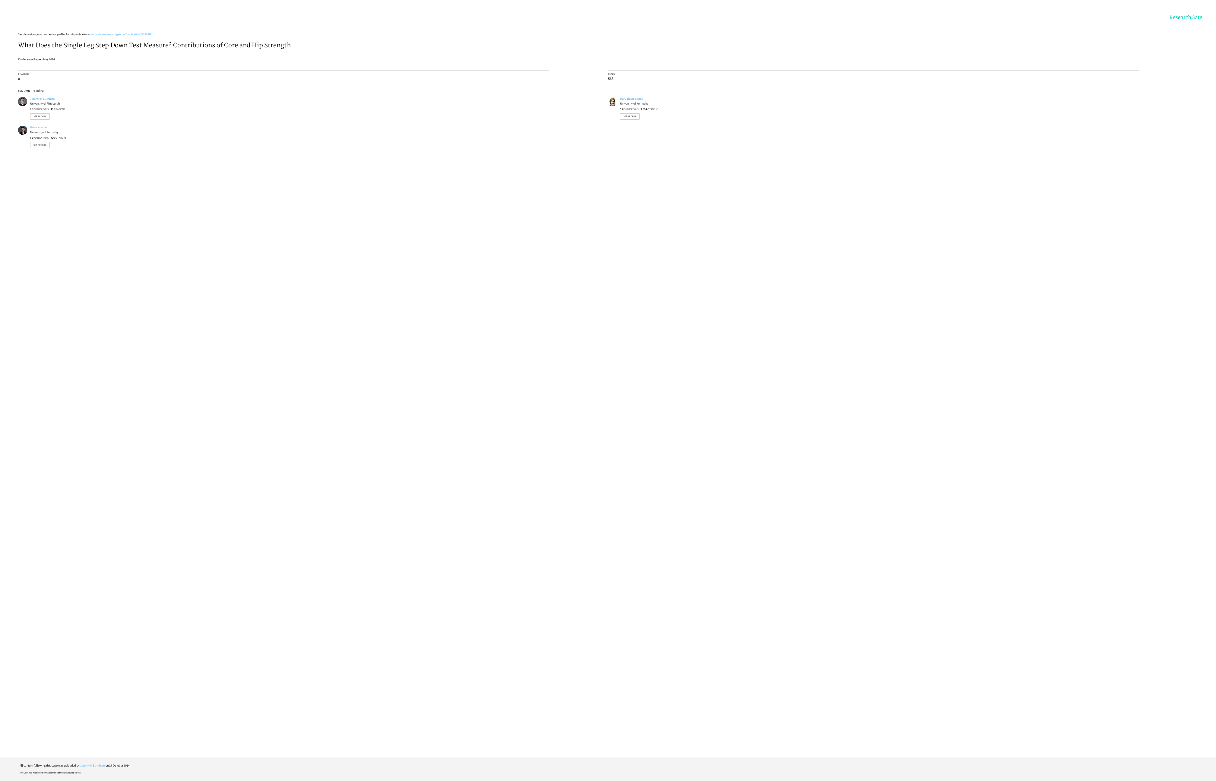 (PDF) What Does the Single Leg Step Down Test Measure? Contributions of ...