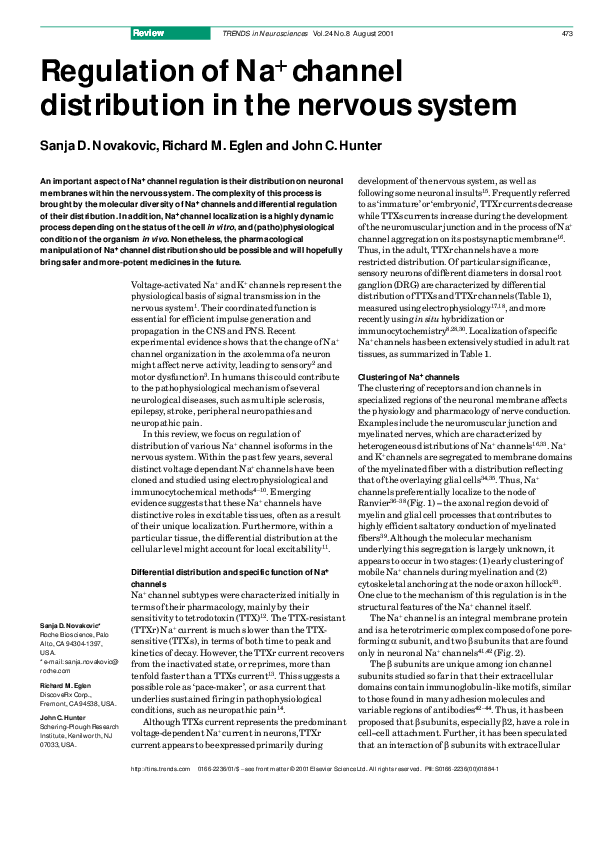 (PDF) Regulation of Na+ channel distribution in the nervous system