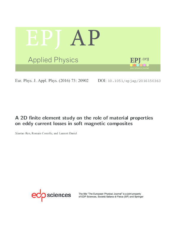 (PDF) A 2D Finite Element Study on the Role of Material Properties on Eddy Current Losses in ...