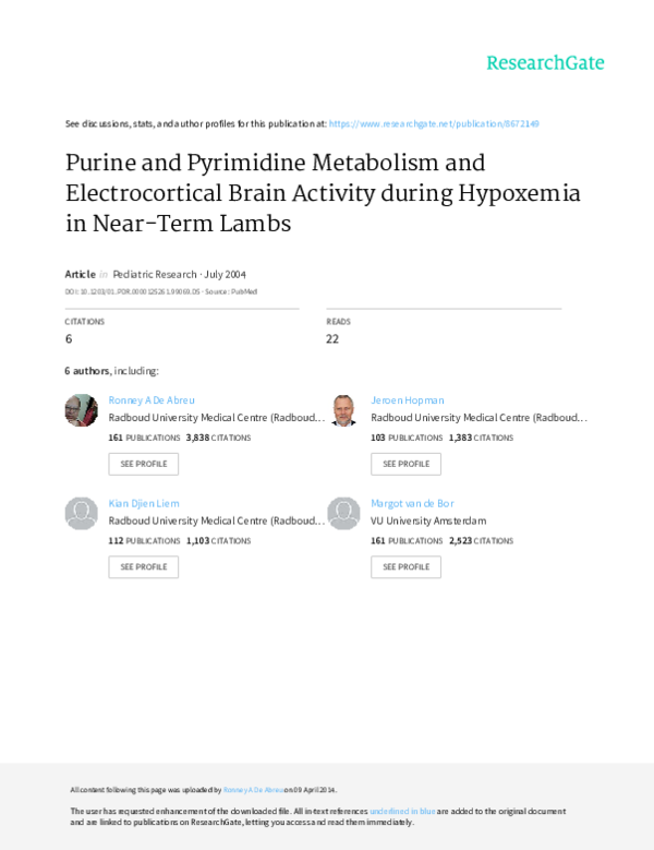 (PDF) Purine and Pyrimidine Metabolism and Electrocortical Brain ...