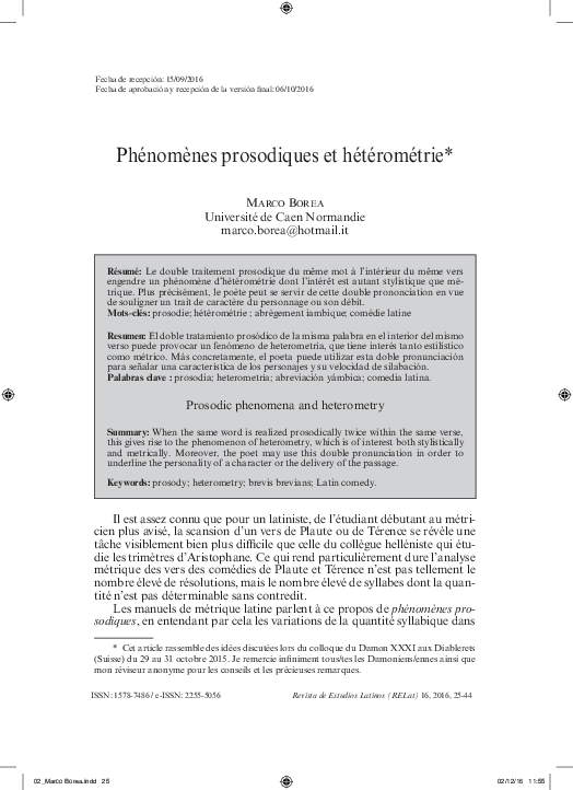 (PDF) Phénomènes prosodiques et hétérométrie / Prosodic phenomena and ...