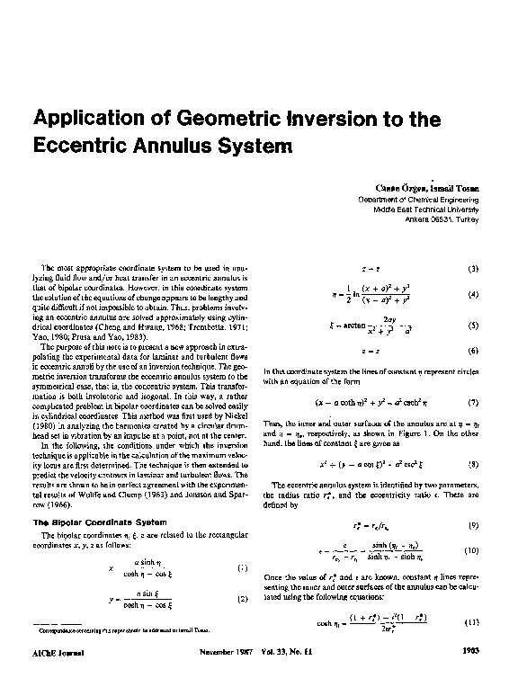 (PDF) Application of geometric inversion to the eccentric annulus ...
