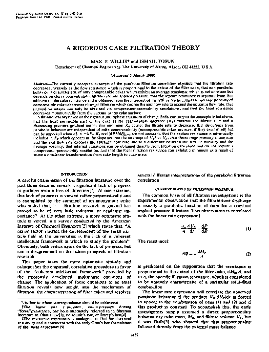 (PDF) A rigorous cake filtration theory
