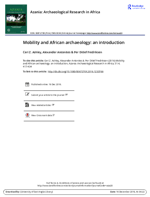 (PDF) Mobility and African archaeology: an introduction