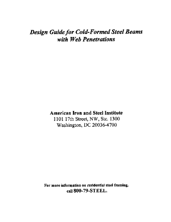 (PDF) Design Guide For Cold-Formed Steel Beams With Web Penetration