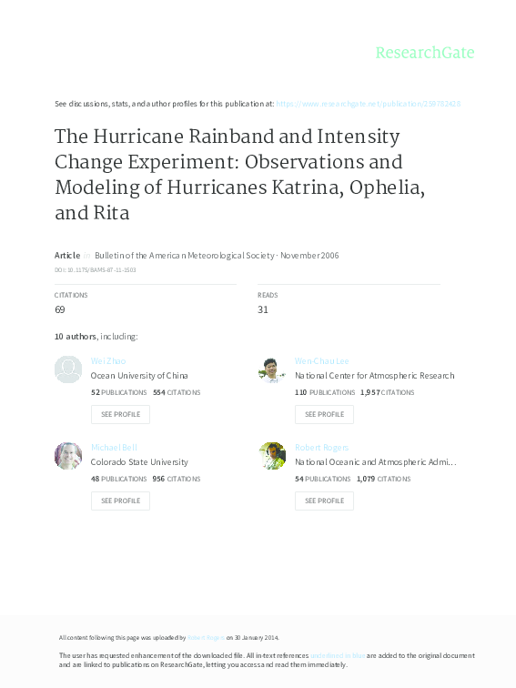 (PDF) The Hurricane Rainband and Intensity Change Experiment ...