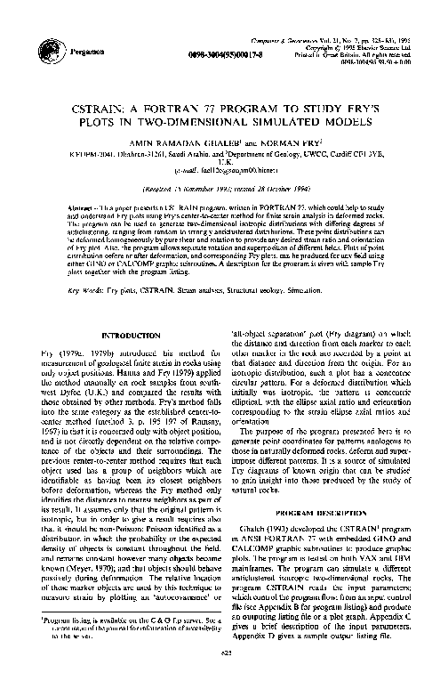 (PDF) CSTRAIN: A FORTRAN 77 program to study Fry's plots in two-dimensional simulated models