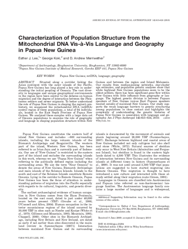 (PDF) Human genetic history of New Guinea | Jason Kariwiga - Academia.edu