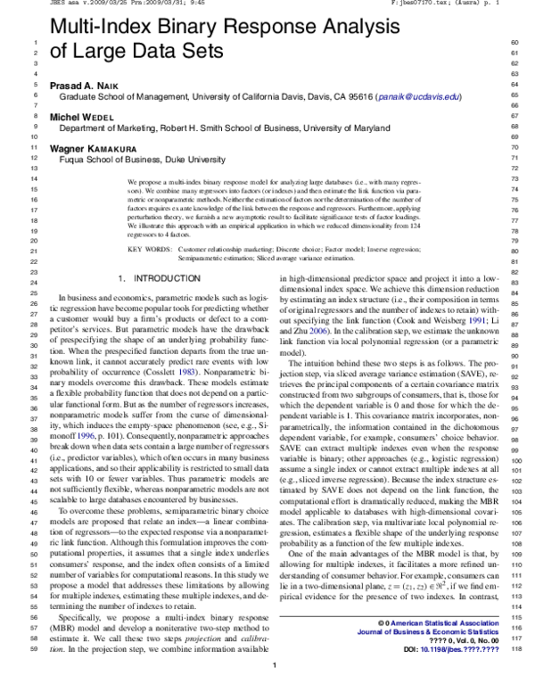 (PDF) Multi-Index Binary Response Analysis of Large Data Sets