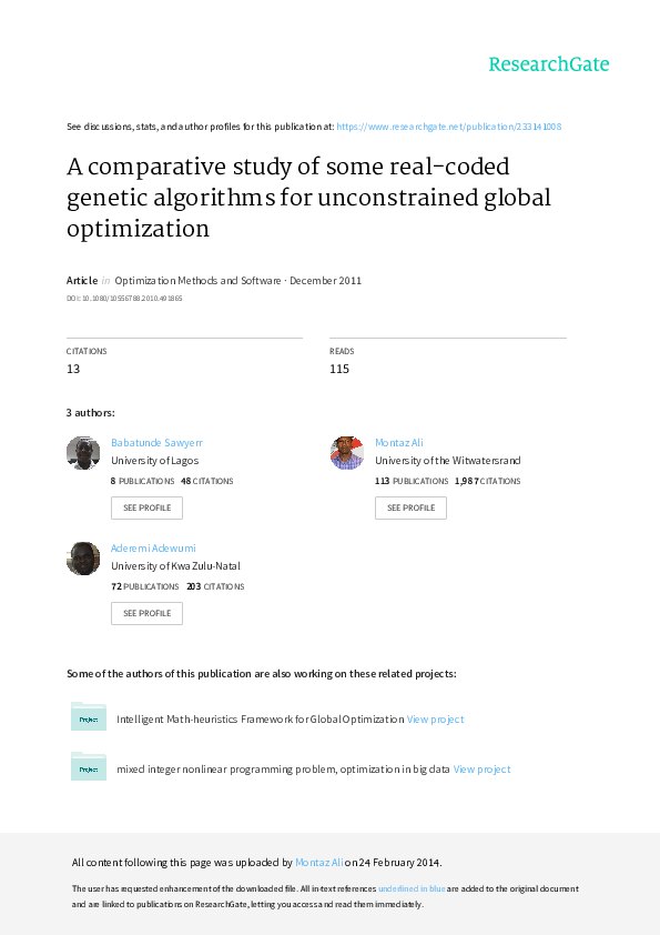 (PDF) A comparative study of some real-coded genetic algorithms for unconstrained global ...