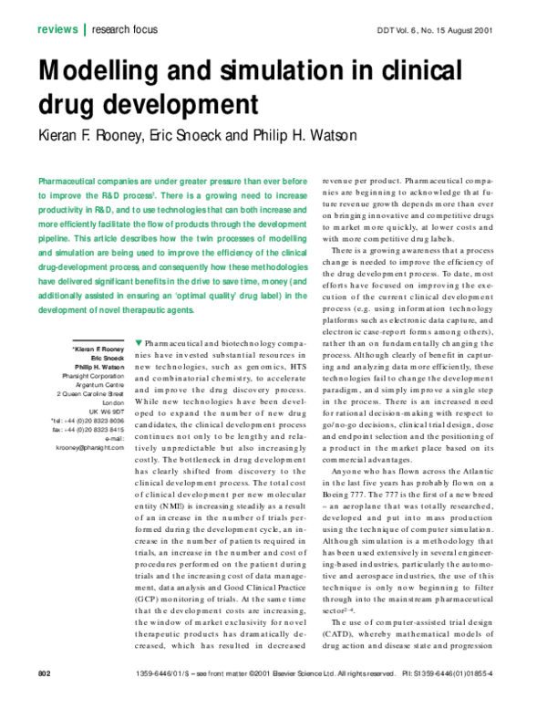(PDF) Modelling and simulation in clinical drug development
