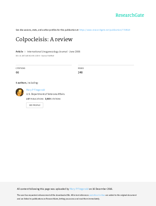 (PDF) Colpocleisis: a review