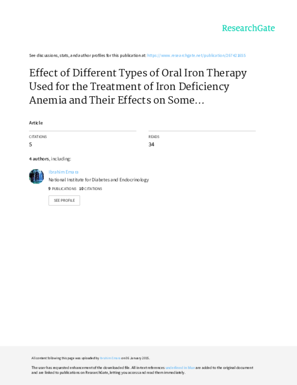(PDF) Effect of Different Types of Oral Iron Therapy Used for the ...