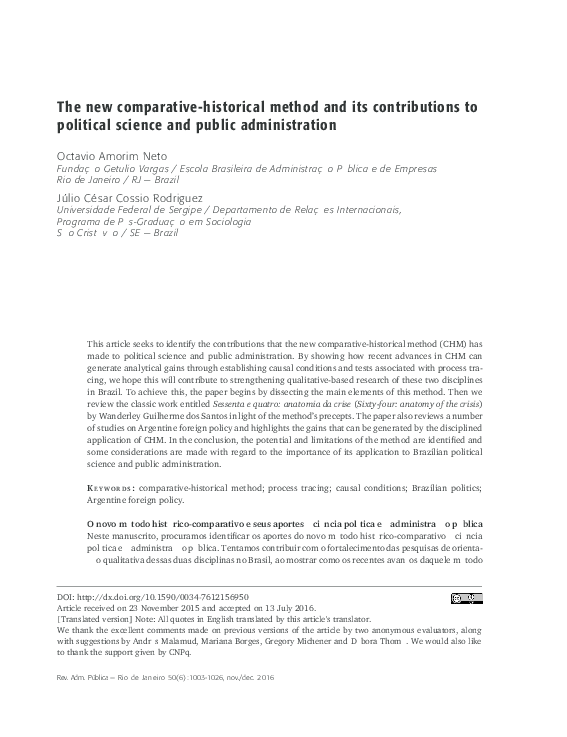 (PDF) The new comparative-historical method and its contributions to political science and ...
