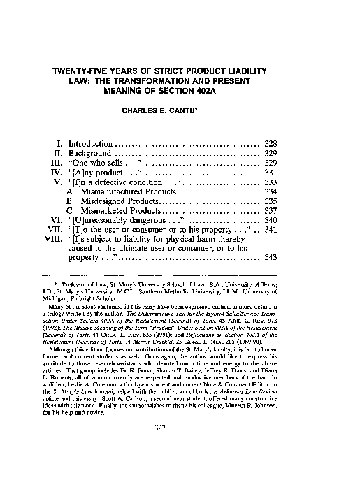 (PDF) TWENTY-FIVE YEARS OF STRICT PRODUCT LIABILITY LAW: THE ...