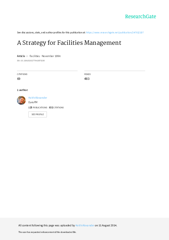 (PDF) A strategy for facilities management