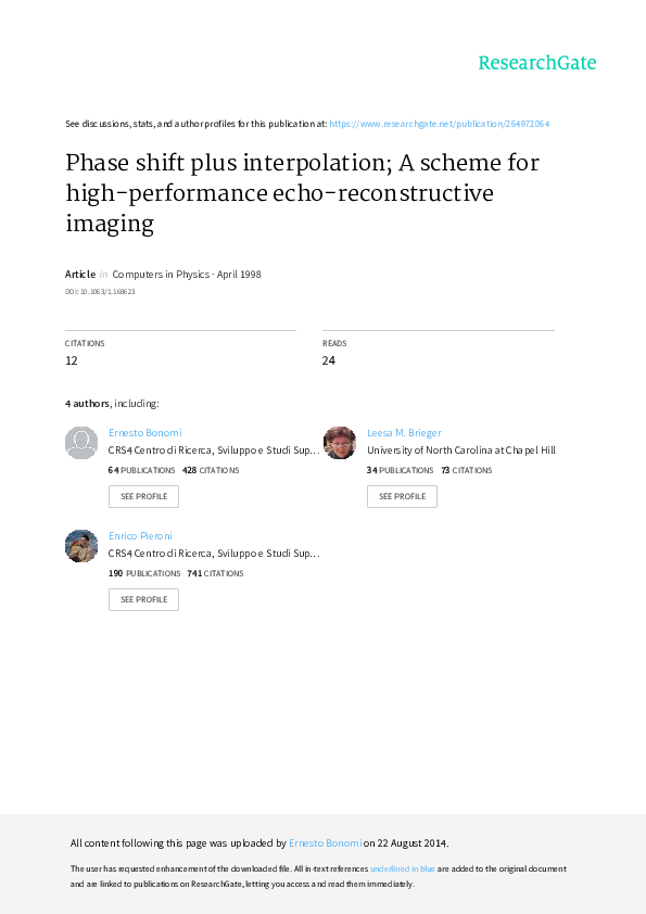 Pdf Phase Shift Plus Interpolation A Scheme For High Performance Echo Reconstruction Imaging