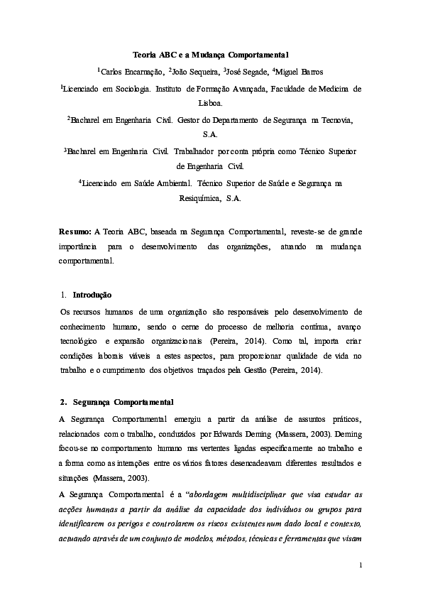 (PDF) Teoria ABC e a Mudança Comportamental