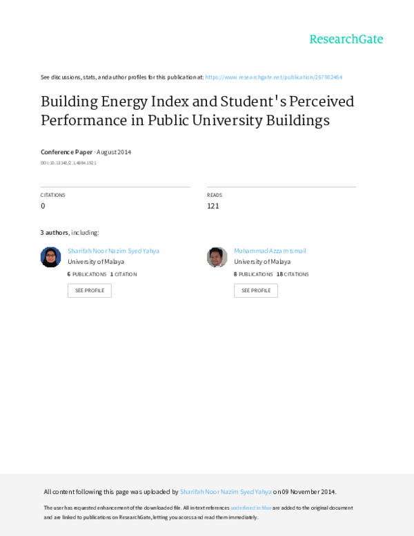 (PDF) Building Energy Index and Students’ Perceived Performance in ...