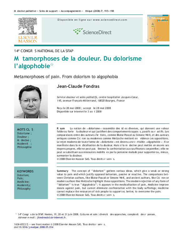 (PDF) Métamorphoses de la douleur