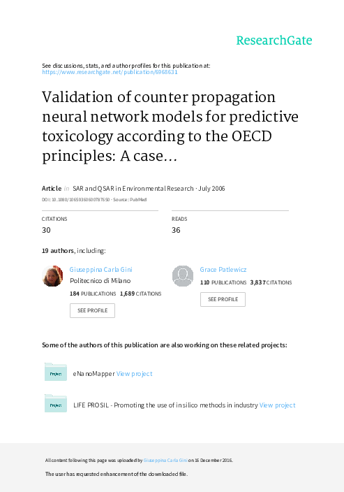 Pdf Validation Of Counter Propagation Neural Network Models For Predictive Toxicology