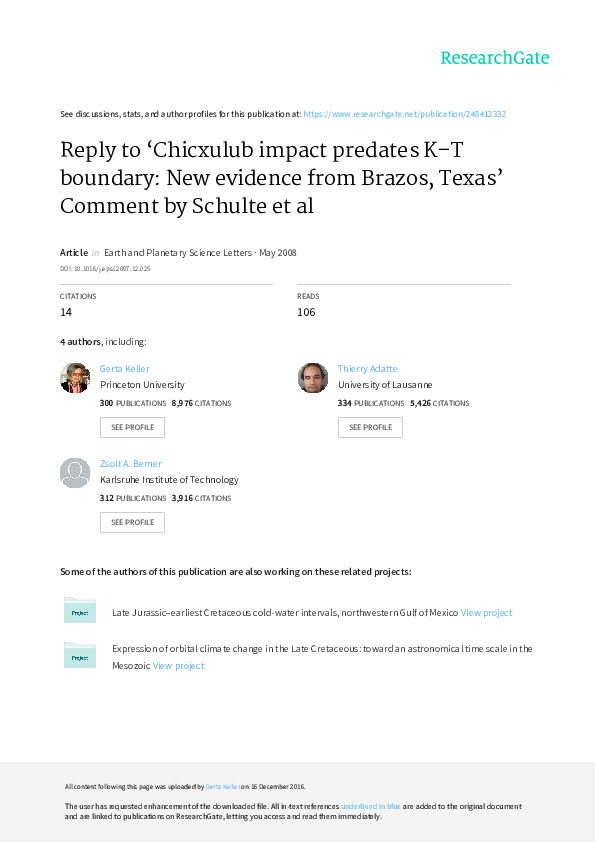 (PDF) Reply to ‘Chicxulub impact predates K–T boundary: New evidence ...