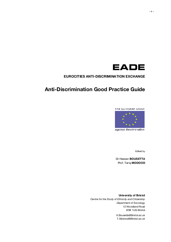 (PDF) Anti-discrimination good practice guide