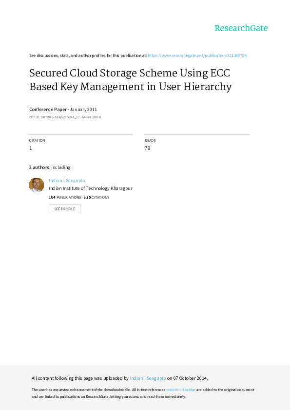 Pdf Secured Cloud Storage Scheme Using Ecc Based Key Management In