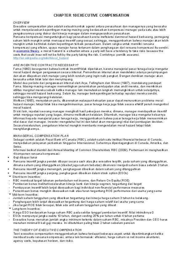 (DOC) CHAPTER 10 EXECUTIVE COMPENSATION