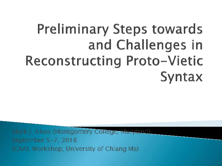 (PDF) Preliminary Steps towards and Challenges in Reconstructing Proto ...