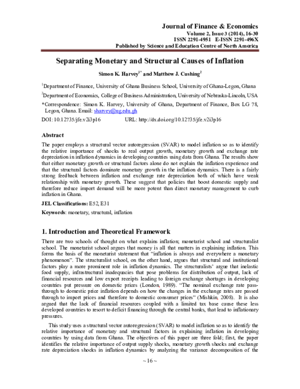 (PDF) Separating Monetary and Structural Causes of Inflation