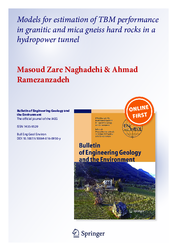 (PDF) Models for estimation of TBM performance in granitic and mica gneiss hard rocks in a ...