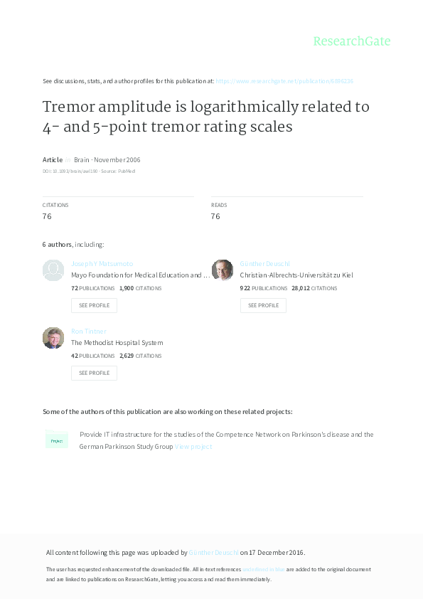 (PDF) Tremor amplitude is logarithmically related to 4-and 5-point ...