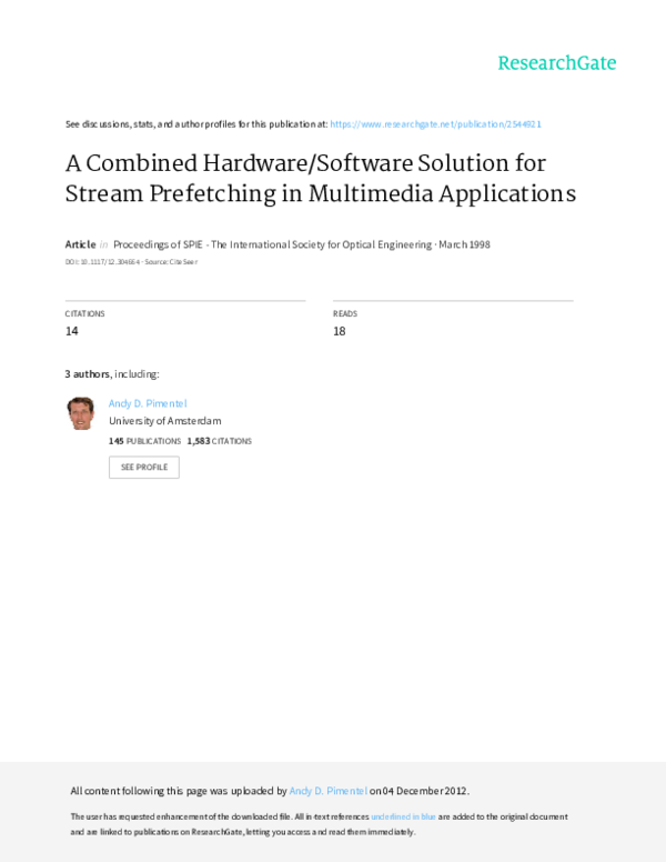 (PDF) A Combined Hardware/Software Solution for Stream Prefetching in ...