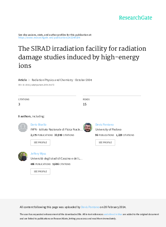(PDF) The SIRAD irradiation facility for radiation damage studies ...